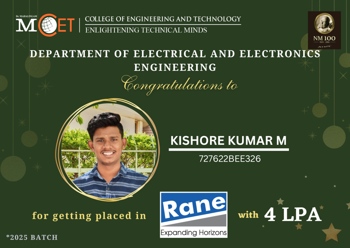 Placement Details - Dr. Mahalingam College of Engineering and Technology (MCET)